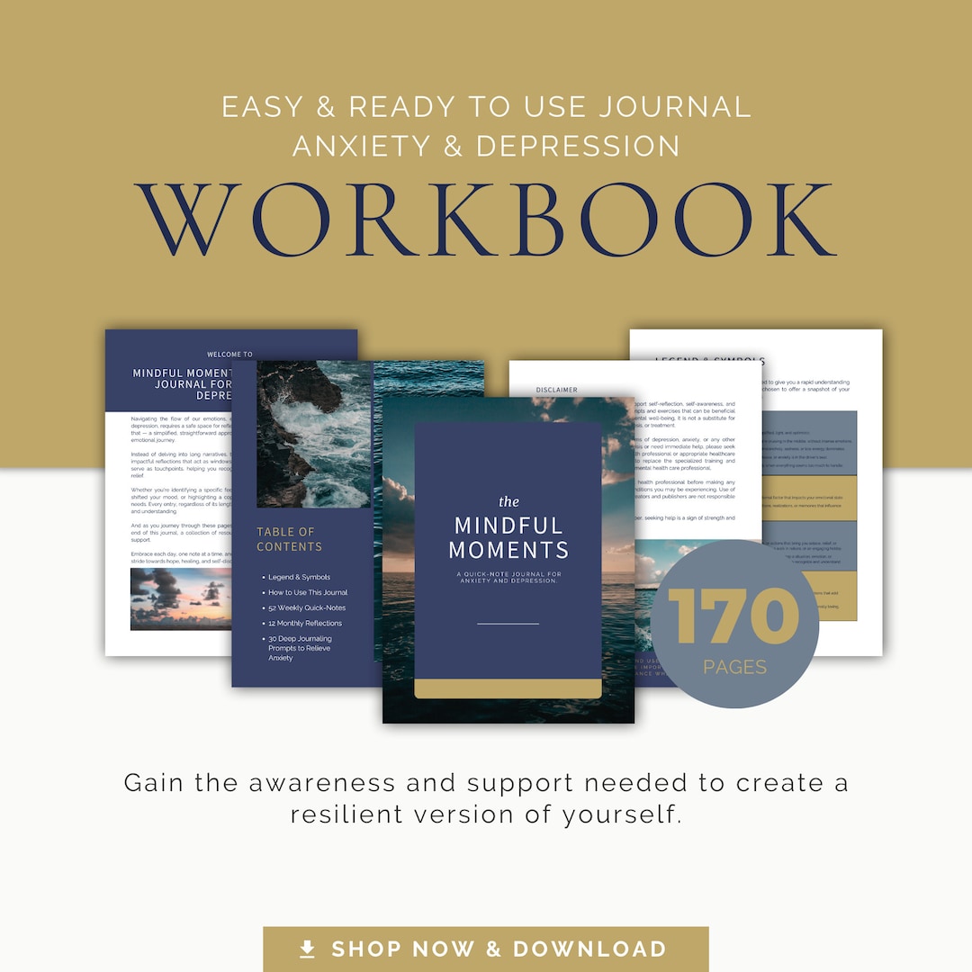 Mindful Moments Journal: Guided Anxiety Relief & Depression Workbook ...