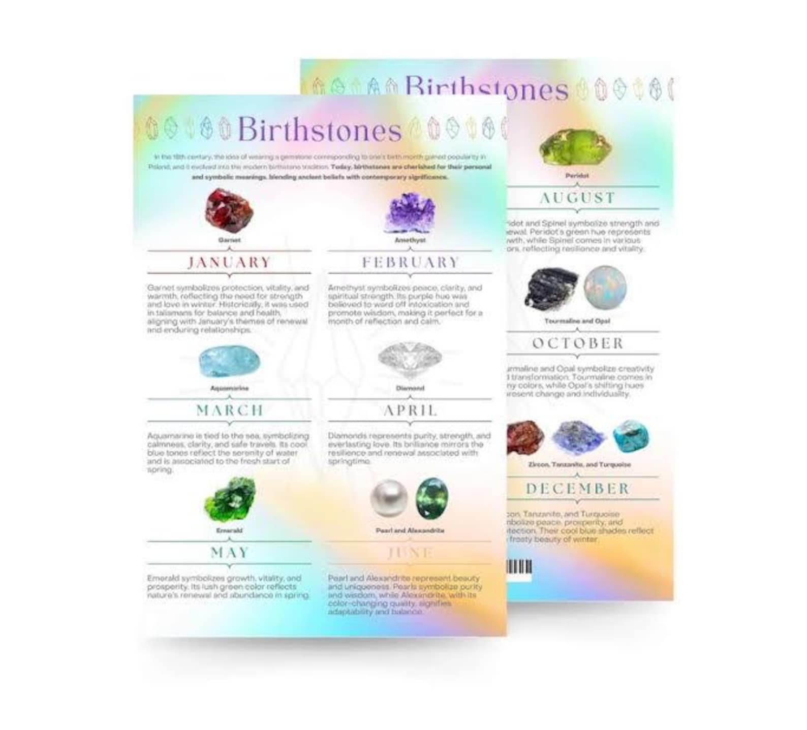Birthstones Chart Printable | Birthstone Meanings Guide | Crystal Cheat ...