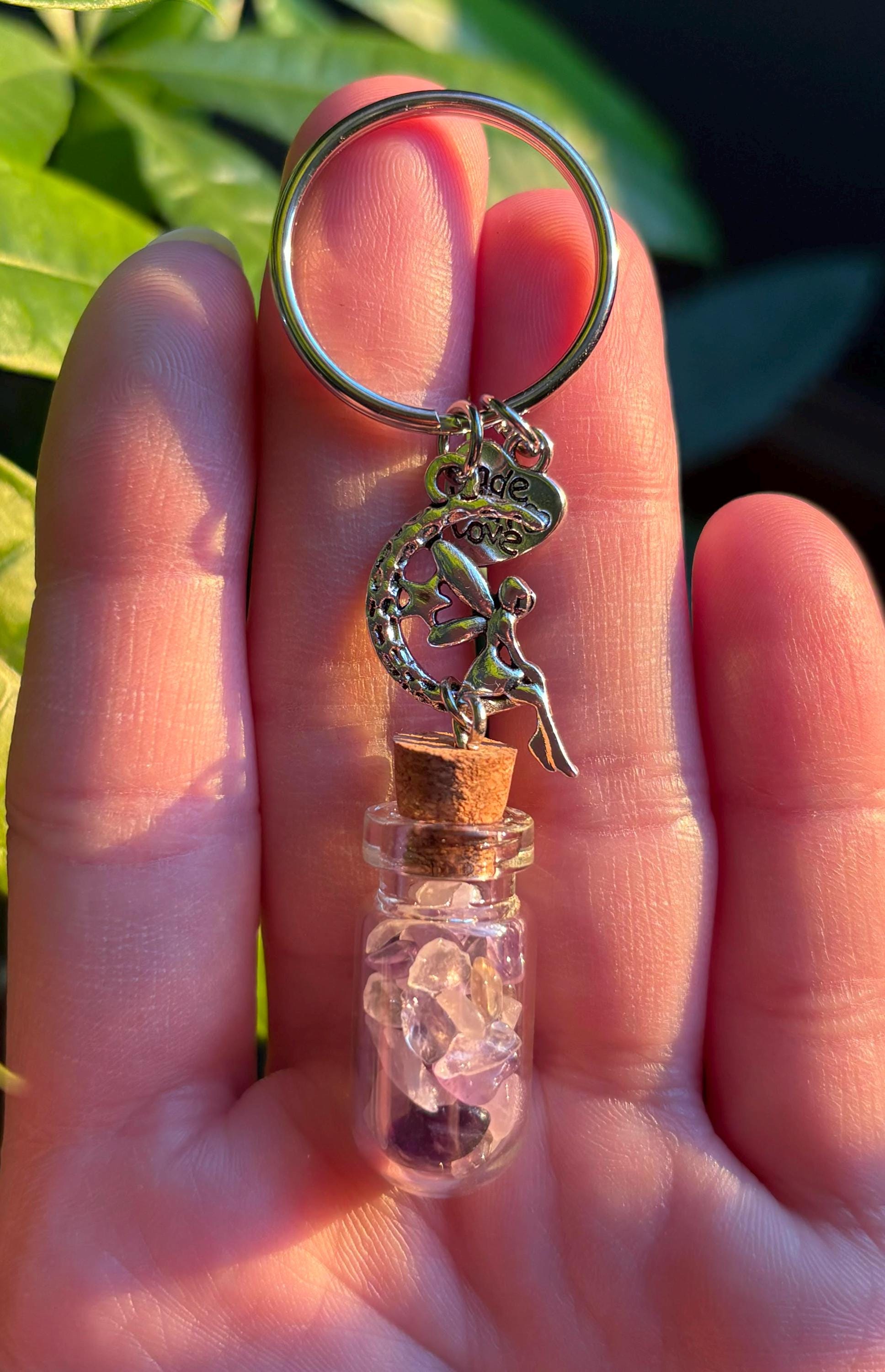 Fairy Gemstone Keychain, Fairy Crystal Keychain, Crystal Jar Keychain ...