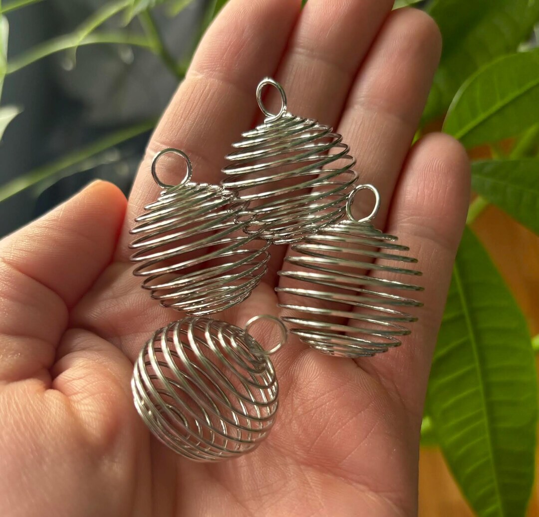 Medium Coil Cage (silver Plated), Flexible Cage Sphere Pendant ...