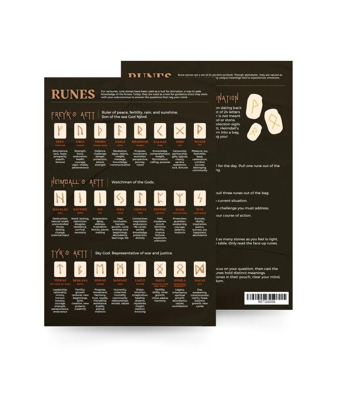 Runes Quickstudy Guide PDF | Printable Divination Cheat Sheet | Rune ...