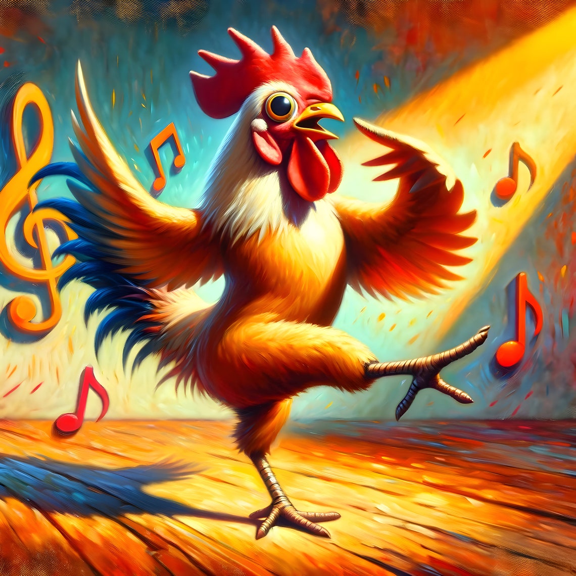 Dancing Chicken Kitchen Picture Print Poster Digital Download Printable ...