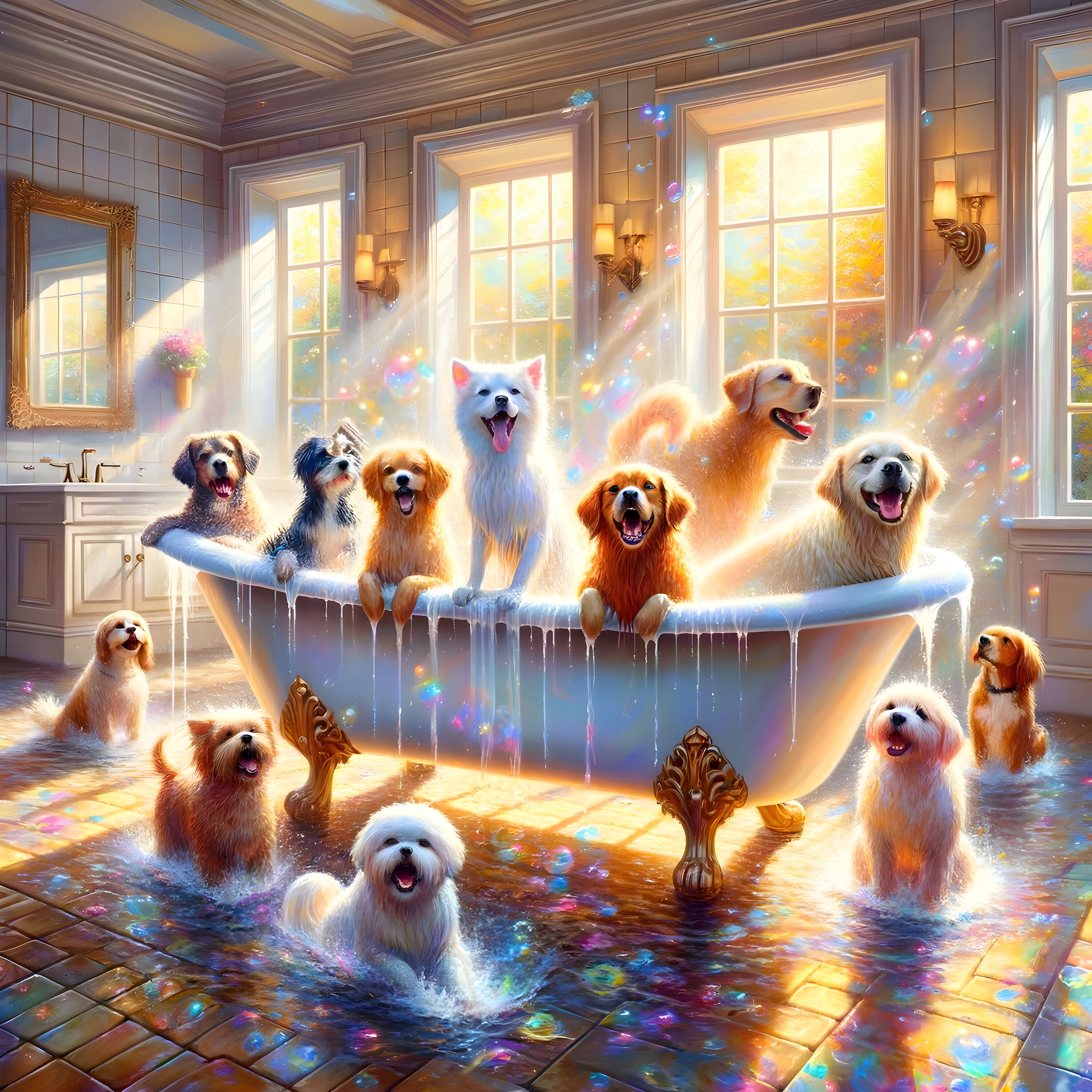Dogs in Bath Funny Bathroom Print Poster Digital Download Printable for ...