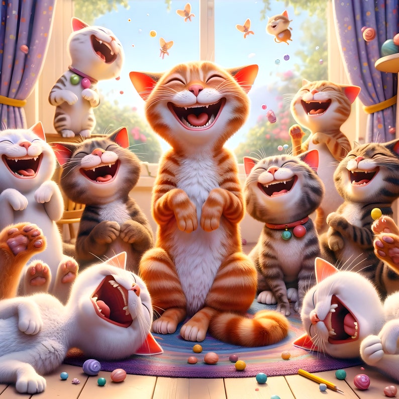 Laughing Cats Print Poster Digital Download Printable for Poster Canvas ...