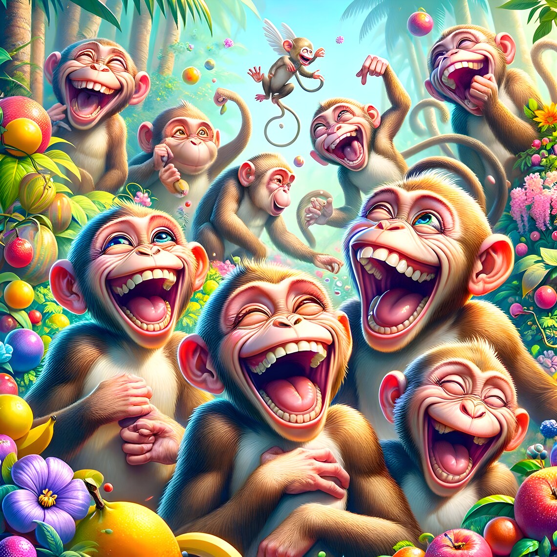 Laughing Monkeys Print Poster Digital Download Printable for Poster ...
