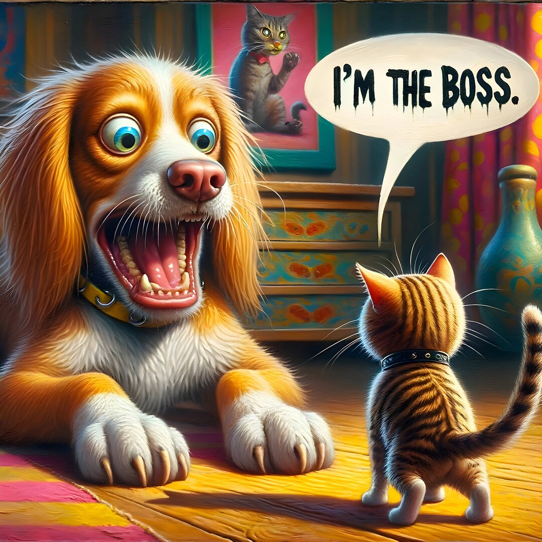 Cat Boss of Dog Print Poster Digital Download Printable Poster, Canvas ...