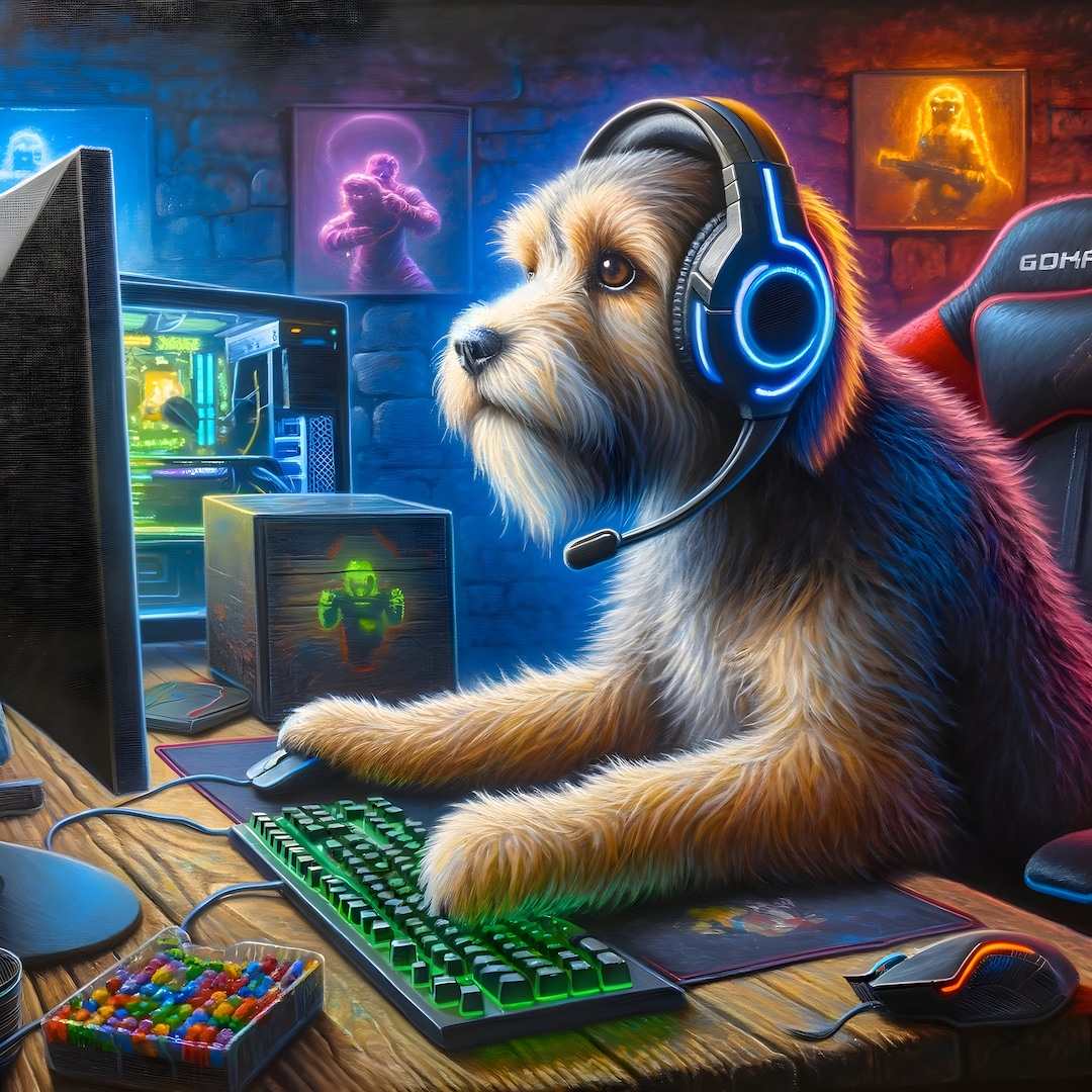 Dog Gaming Print Poster Digital Download Printable Highly Detailed High ...