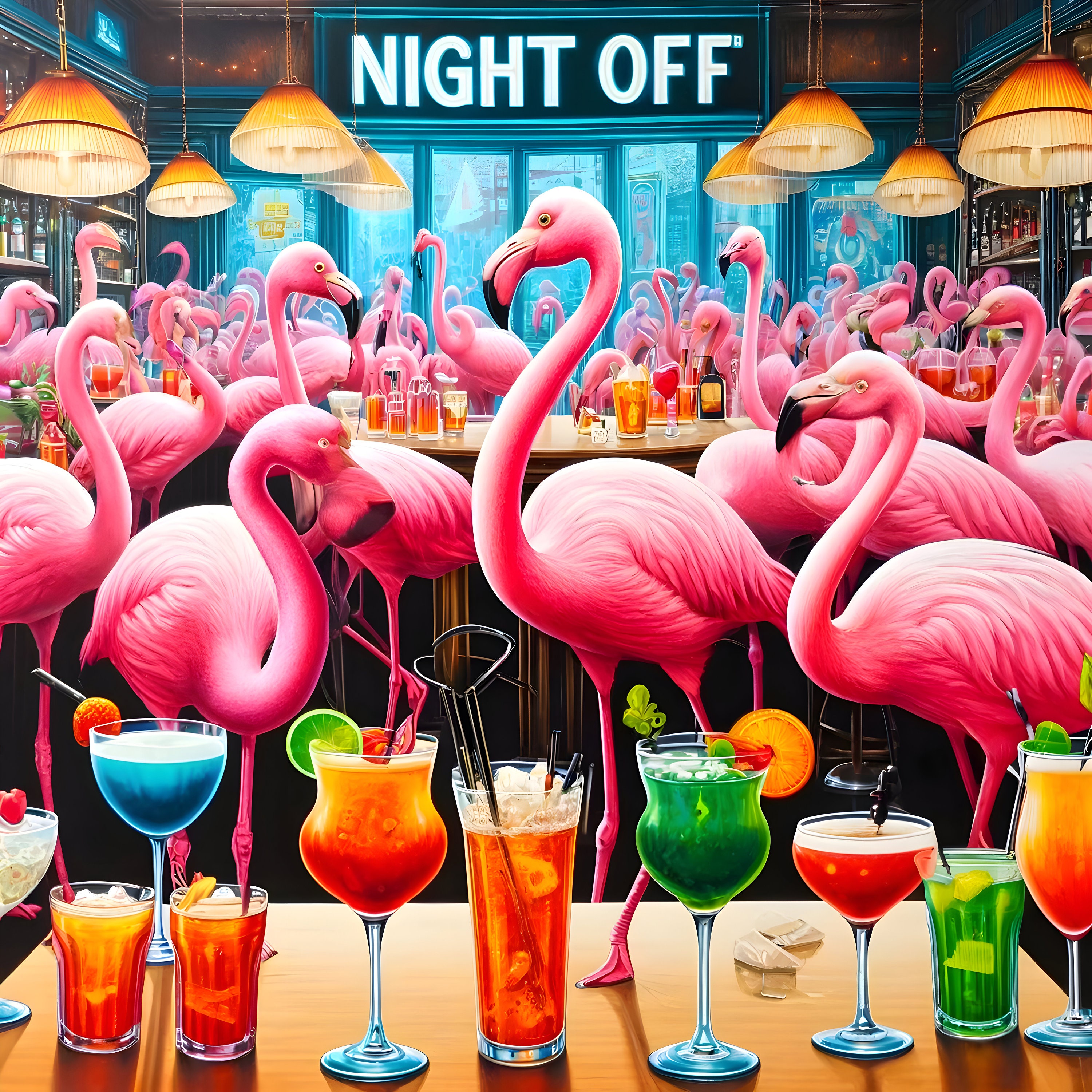 Flamingos Night Out Print Poster Digital Download Printable Highly ...
