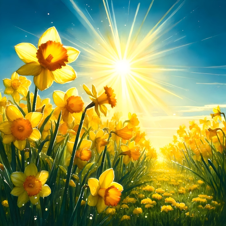 Daffodils and Sunset Highly Detailed High Resolution Digital Download Printable - Etsy Australia