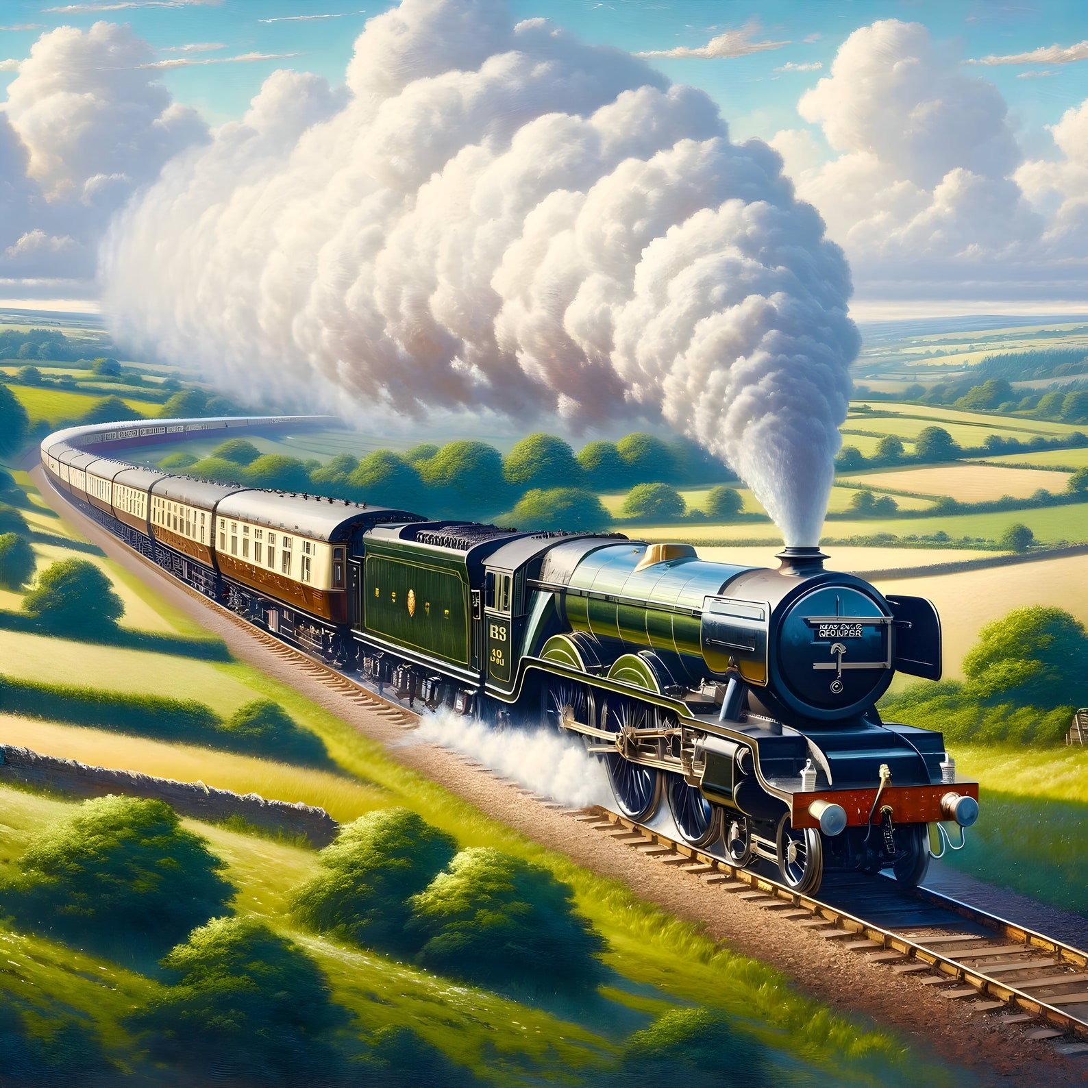 Steam Train Picture Painting Print Digital Download Living Room Bedroom ...