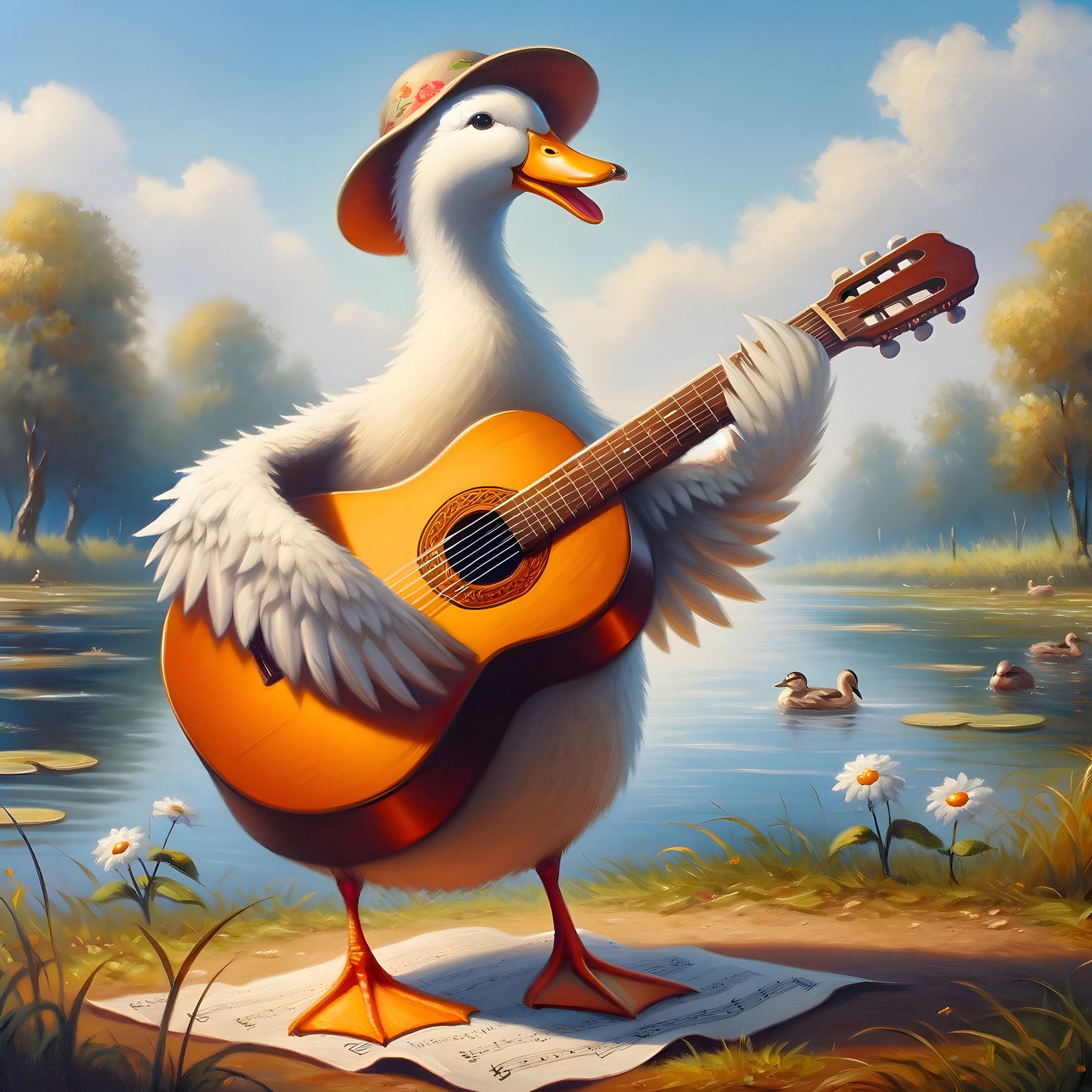 Duck Playing Guitar Print Poster Digital Download Printable for Poster ...
