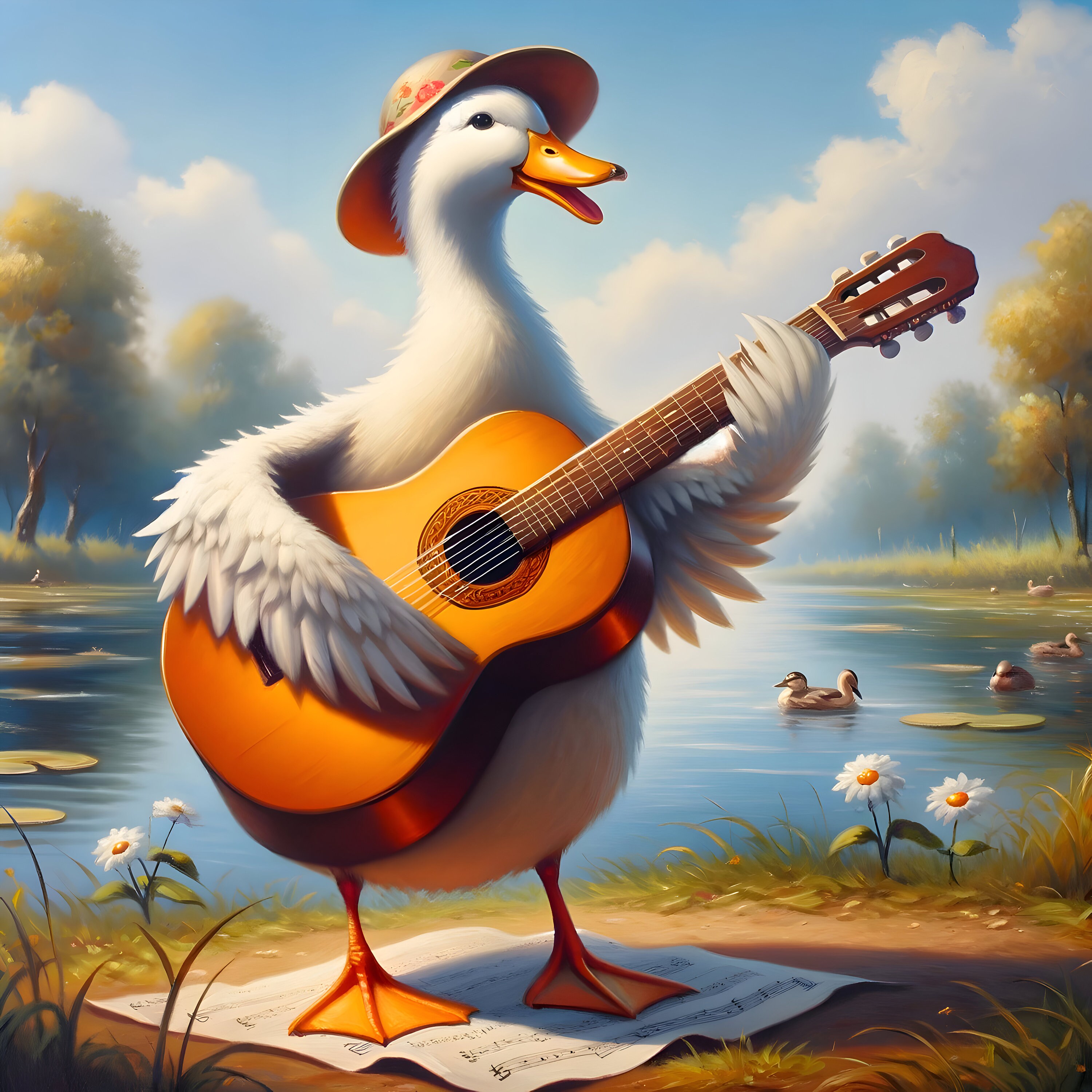 Duck Playing Guitar Print Poster Digital Download Printable for Poster ...