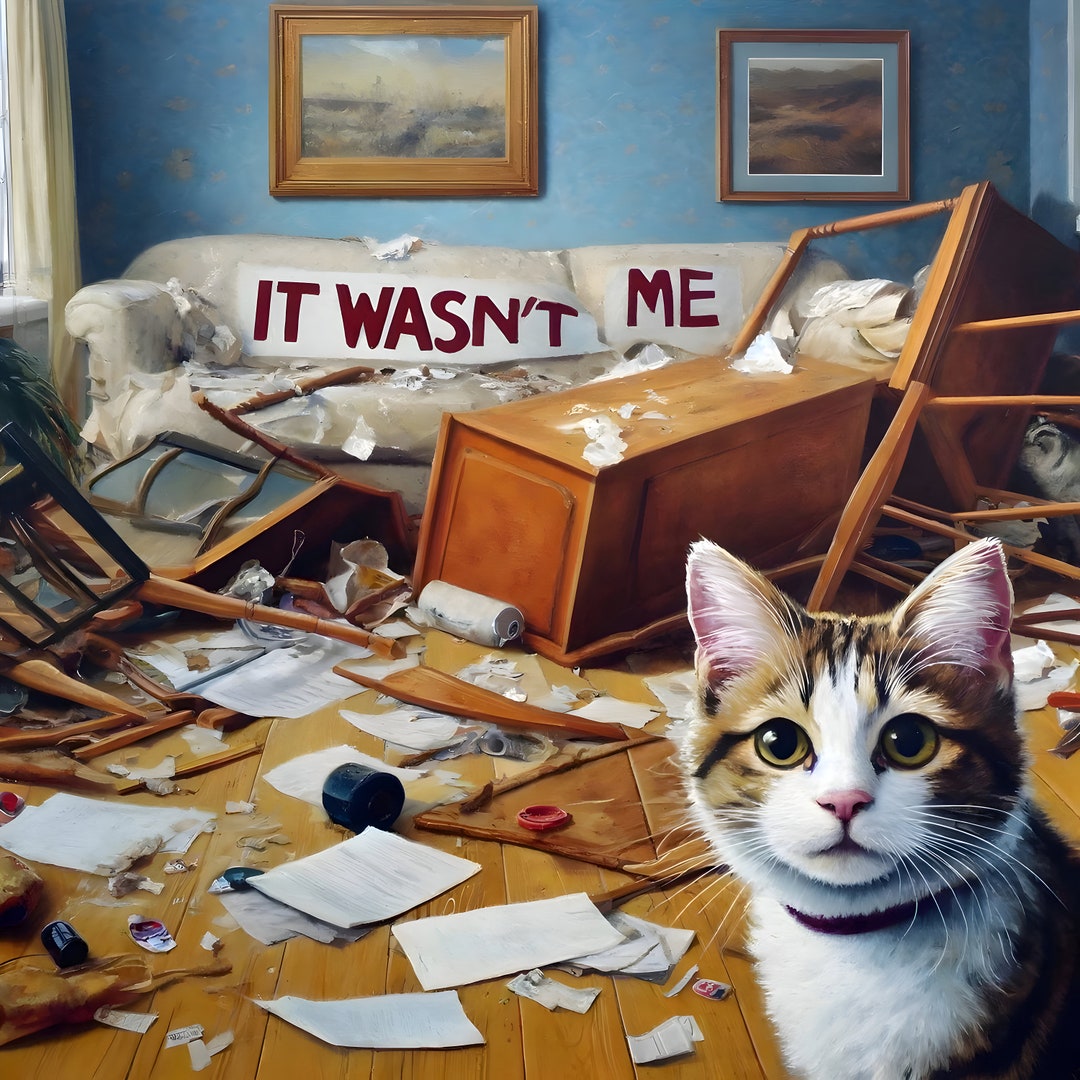 Cat Makes a Mess Digital Download Printable Highly Detailed High ...