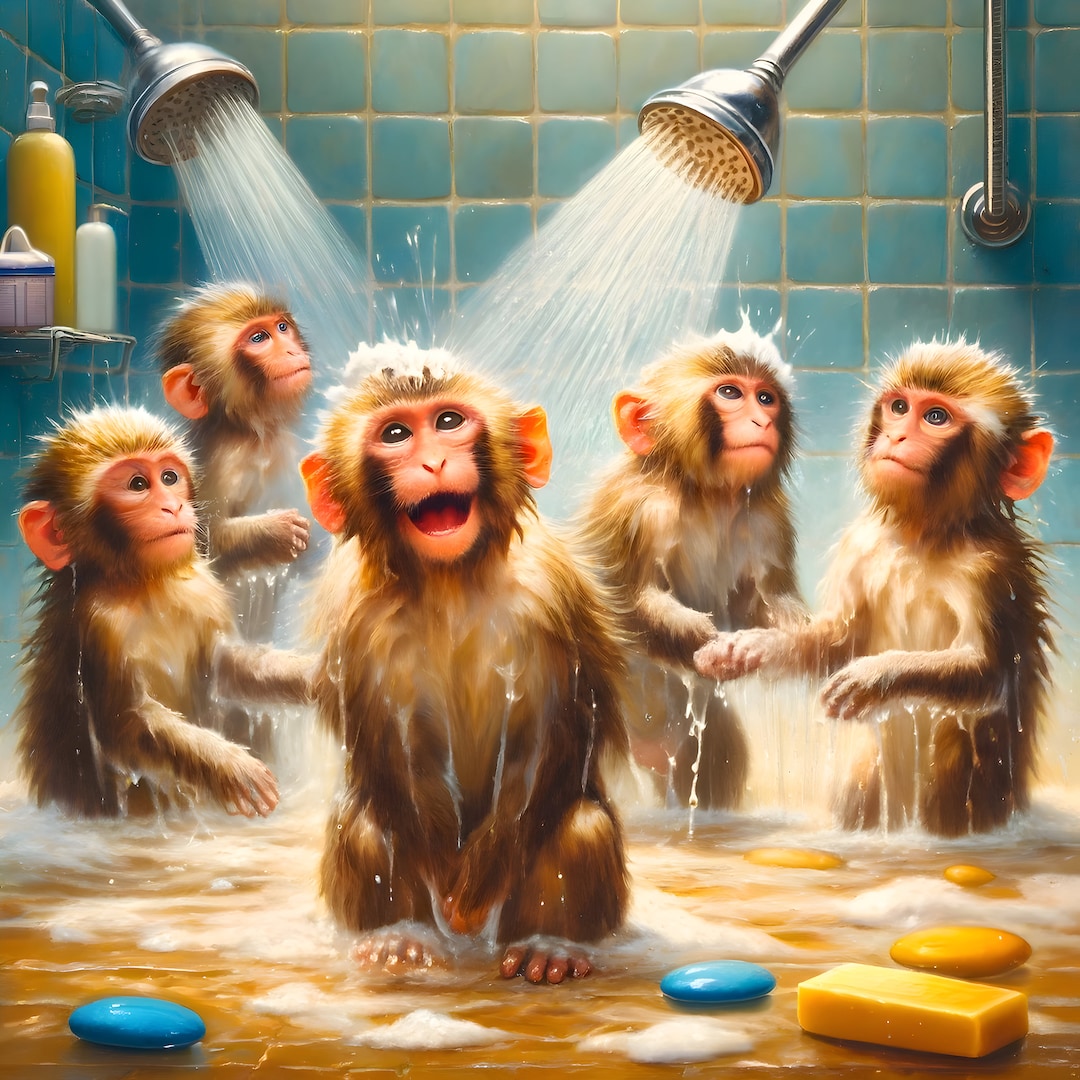 Monkeys in Shower Digital Download Printable - Etsy