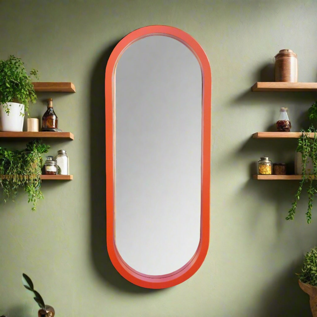 Oversized Pill Mirror - Versatile Capsule Design for Standing & Wall ...