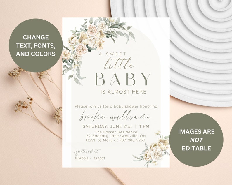 Editable Baby Shower Printable Invitation - Etsy