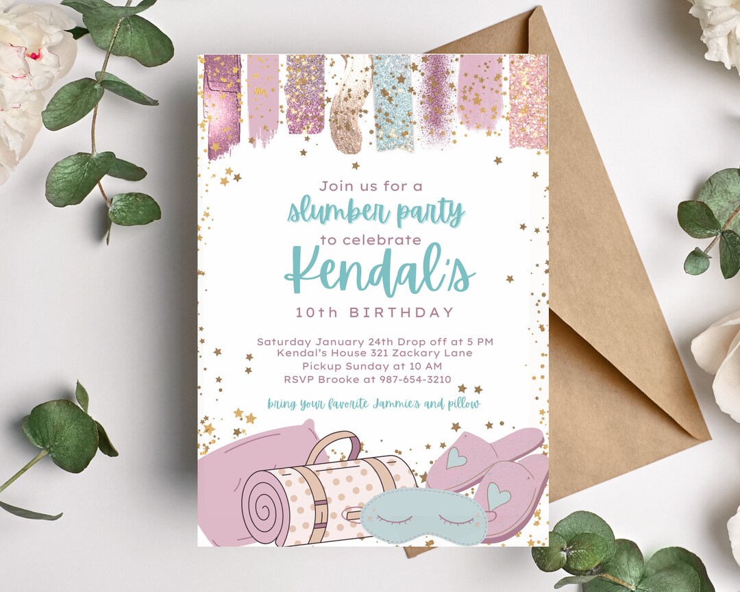 Customizable Slumber Party Digital Invitation: Printable & Text ...