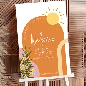 Editable Our Ray of Sunshine Baby Shower Welcome Sign Dusty Pink - Etsy