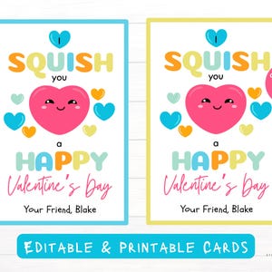 Personalized Squishy Valentine's Day Cards: Editable Printable Tags for ...