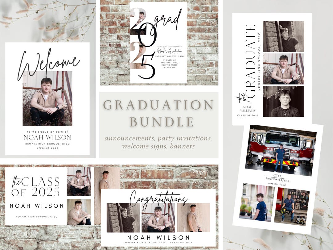 Editable Graduation Party Bundle: Invitations, Banners, Signs and ...