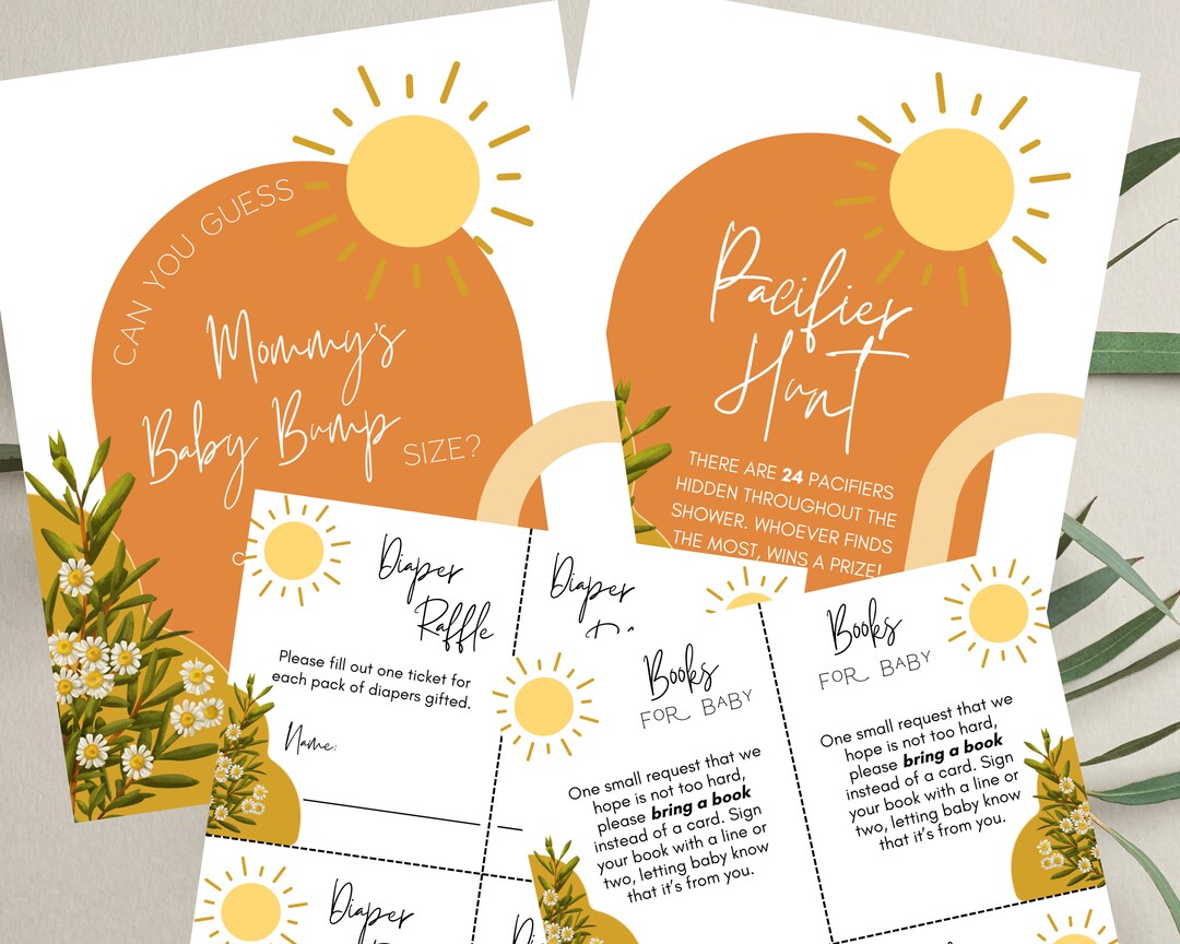 Editable/printable Our Ray of Sunshine Baby Shower Signs and Games - Etsy