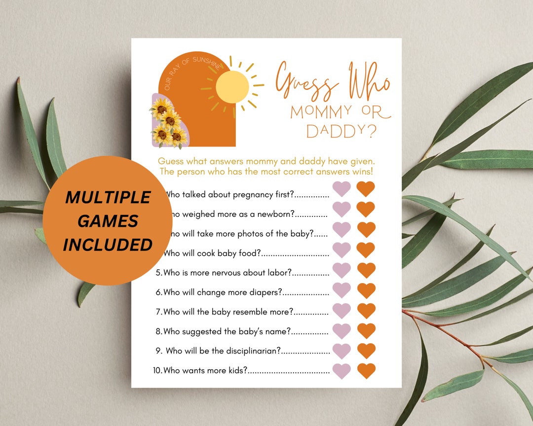 Editable Mauve Sunflower Baby Shower Games Bundle: Boho Sun-themed ...