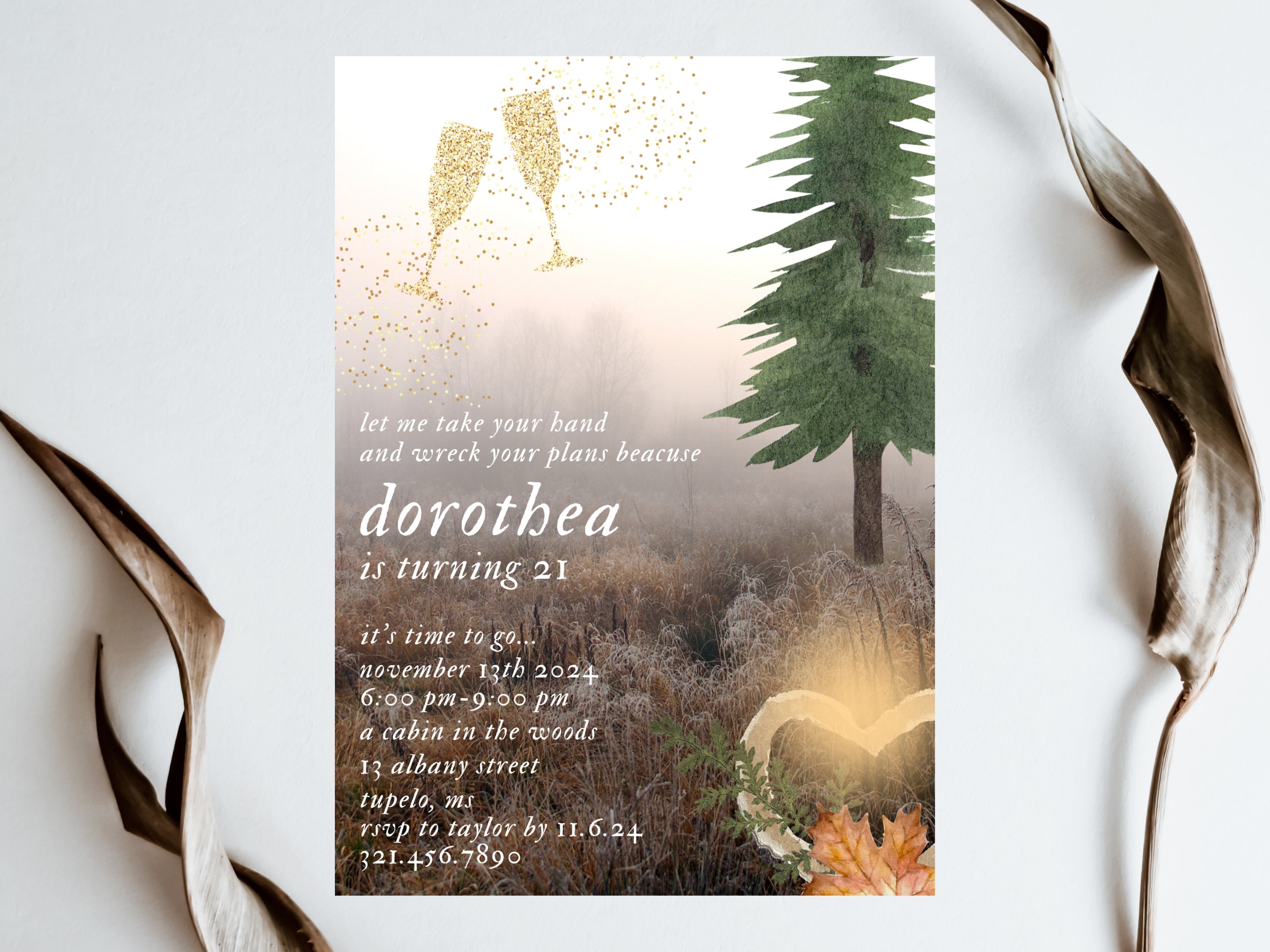 Taylor Swift Evermore Era Birthday Invitation: Editable Printable ...