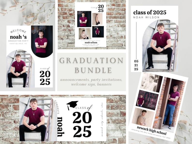 Editable Graduation Bundle: Invitations, Banners and Signs for Class of ...