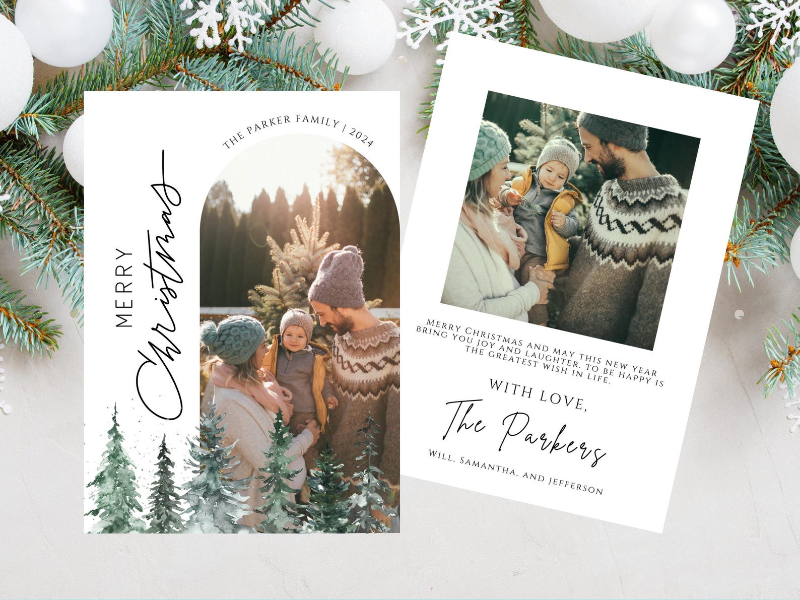 Customizable Family Photo Christmas Card: Digital Holiday Tree Design ...