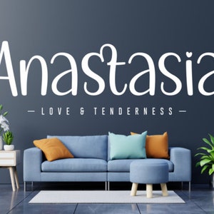 Anastasia Script Font Wall Art: Minimalist Living Room Decor (24x36in ...