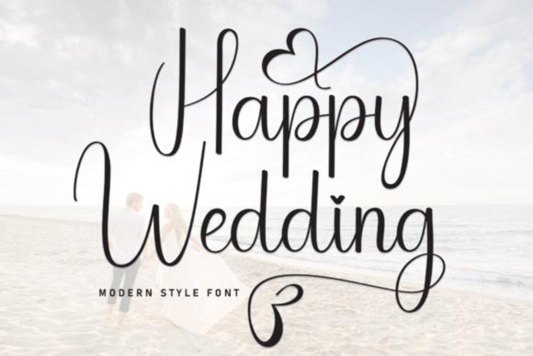 Happy Wedding Font: Handwritten Display Typeface - Etsy