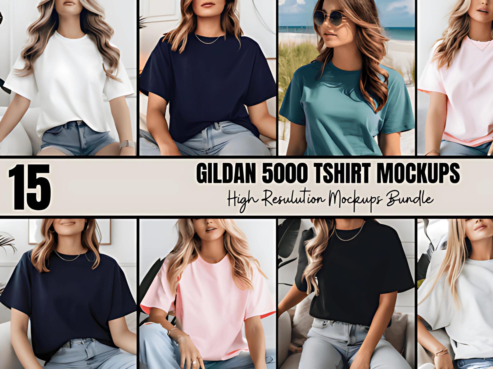 Gildan 64000 Mockup Bundle, G64000 New Shop Essential Collection ...