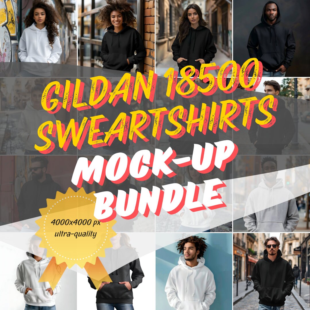 Gildan 18500 Sweatshirt Mockup Bundle: 63 Ultra HD Designs - Etsy
