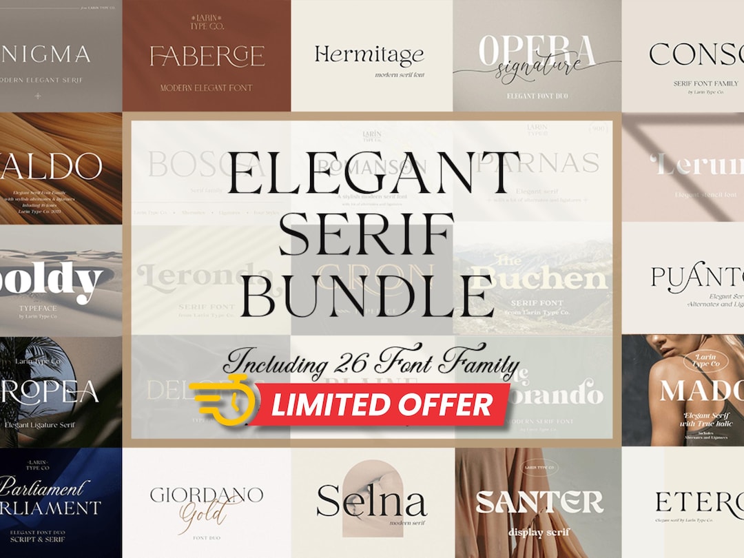 Elegant Serif Font Bundle: 26 Fonts for Logos & Invitations - Etsy