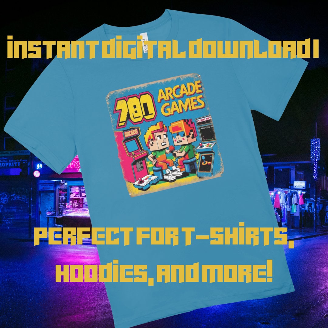 Nostalgic Pixel Art Tee: 1980s Arcade Gamer Gift, Retro Gaming Digital ...
