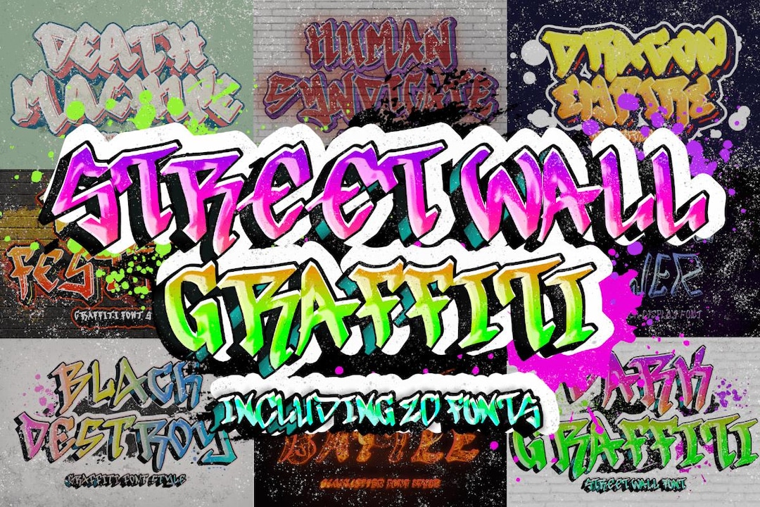 Street Wall Graffiti Font Bundle 20 Urban & Edgy Fonts Perfect for ...