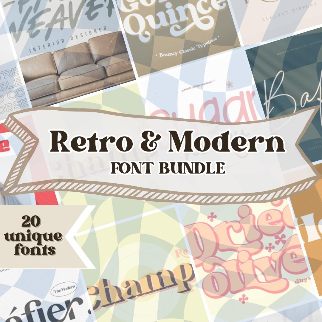 20 Retro & Modern Fonts Bundle: Vintage Design (instant Download) - Etsy