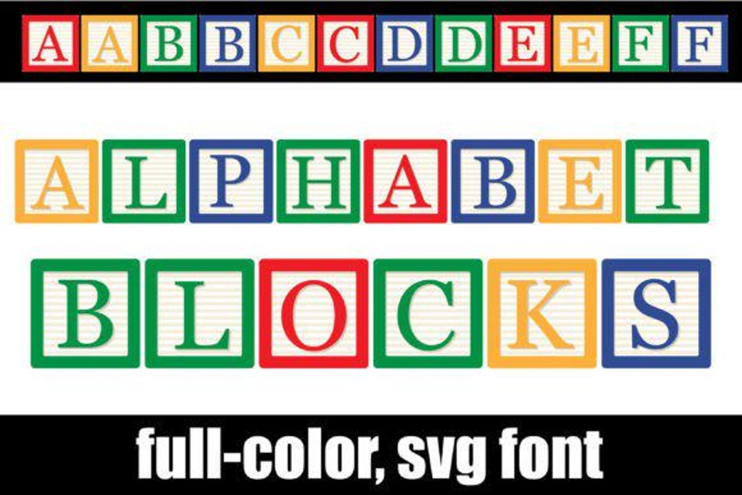 Whimsical Children’s Block Font | Full-color SVG Serif Font in Primary ...