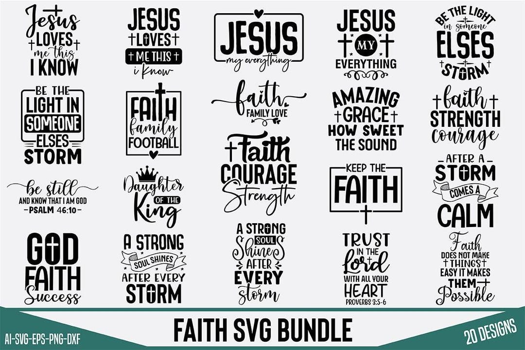Faith SVG Bundle: Christian Designs for Cricut & Silhouette (digital ...