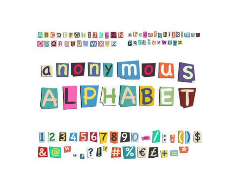 Anonymous Alphabet Clipart Ransom Letters SVG & PNG Collage Font for ...