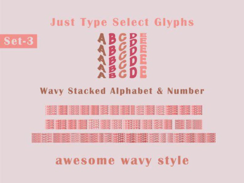 Wavy Stacked Font Bundle: 5 Fun Typeface Styles (instant Download) - Etsy