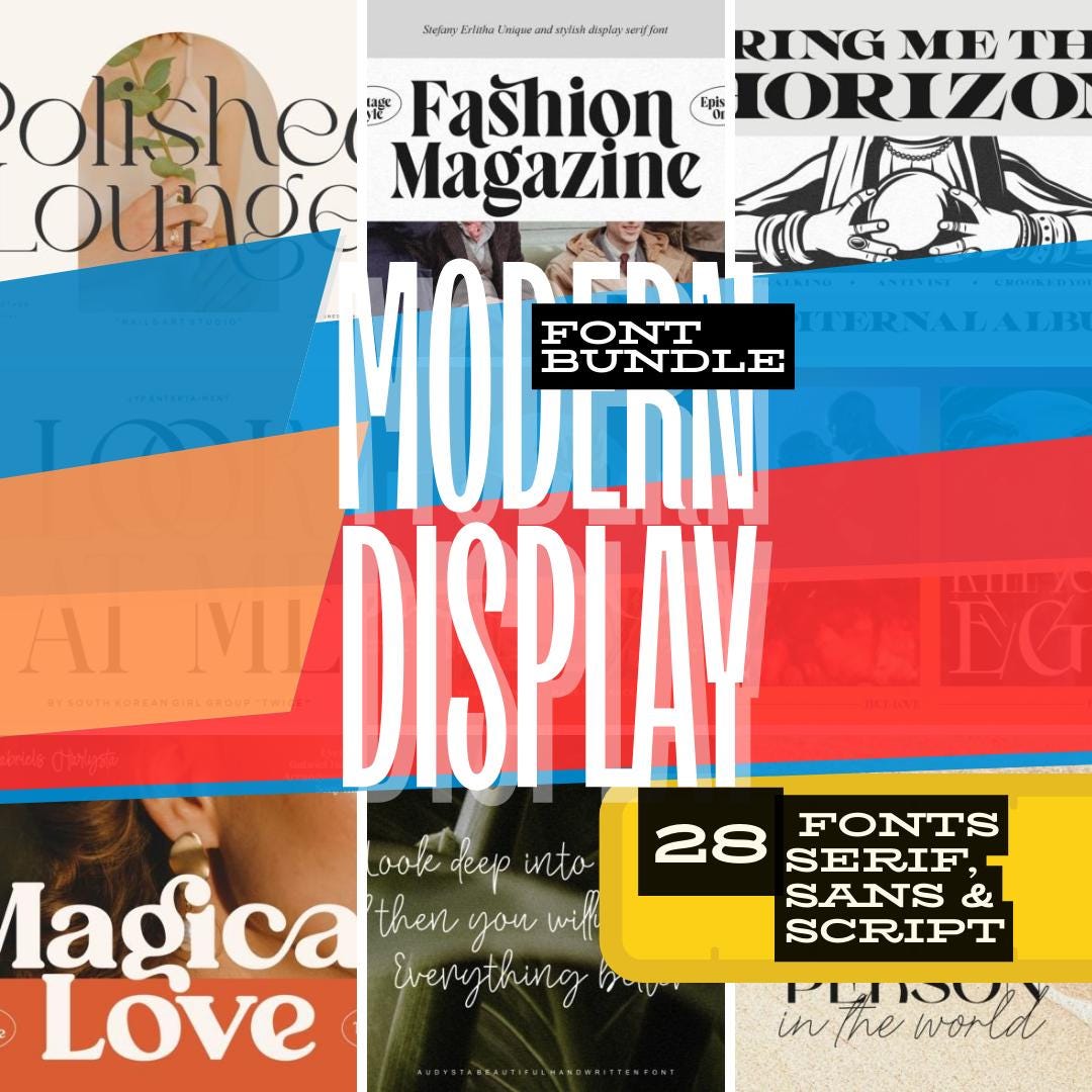 28 Modern Display Fonts Bundle: Sans Serif & Script (OTF) - Etsy