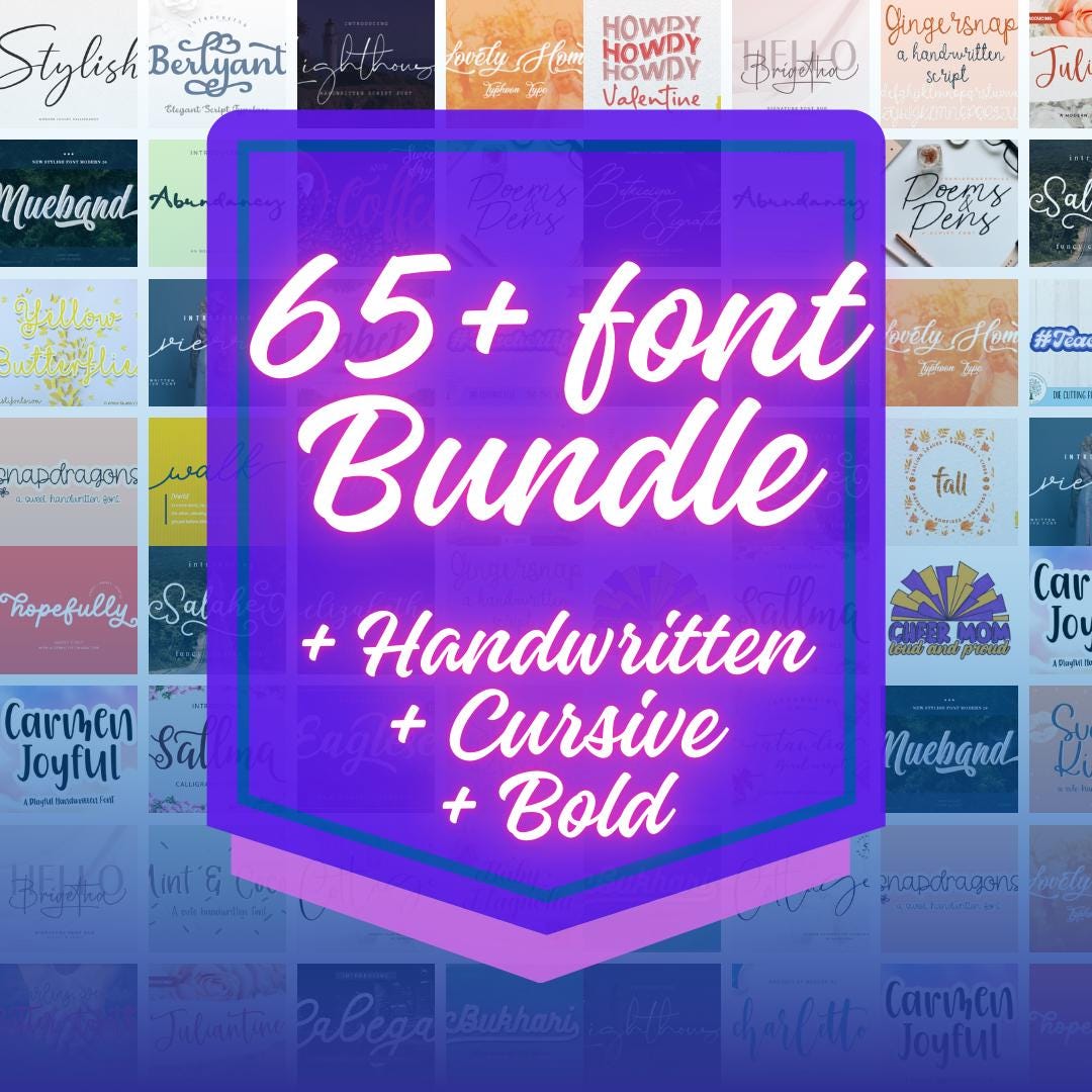 65 Font Bundle – Cursive, Bold & Handwritten Fonts for Procreate ...