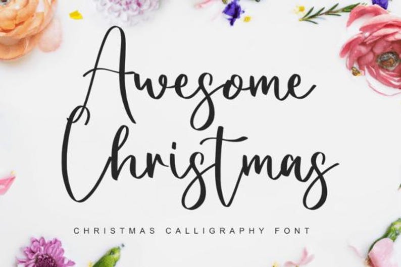 Festive Calligraphy Script Font for Holiday Greeting Cards, Gift Labels ...