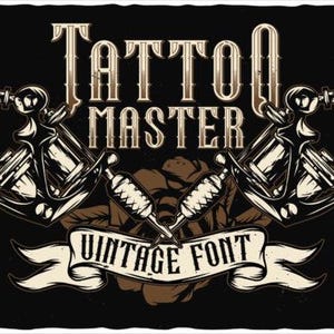 Vintage Tattoo Font: Bold Retro Typeface + Editable T-shirt Designs - Etsy