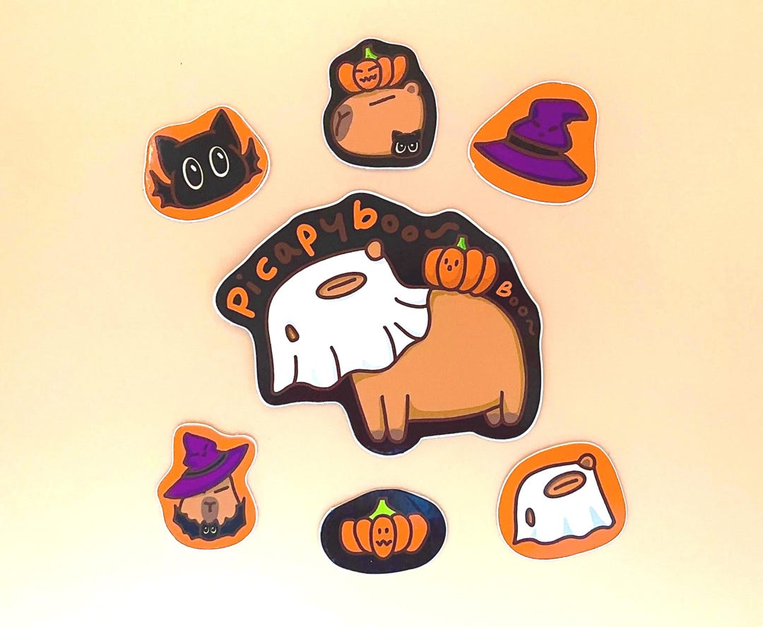Halloween Capybara Sticker Bundle, Cute and Funny Sticker, Kawaii ...