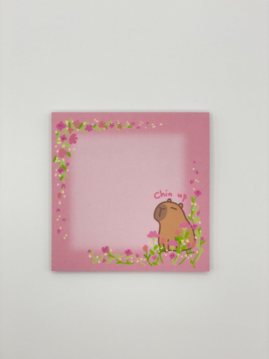 Chin up Capybara in Flowers Sticky Notes Cute and Encouraging Sticky ...