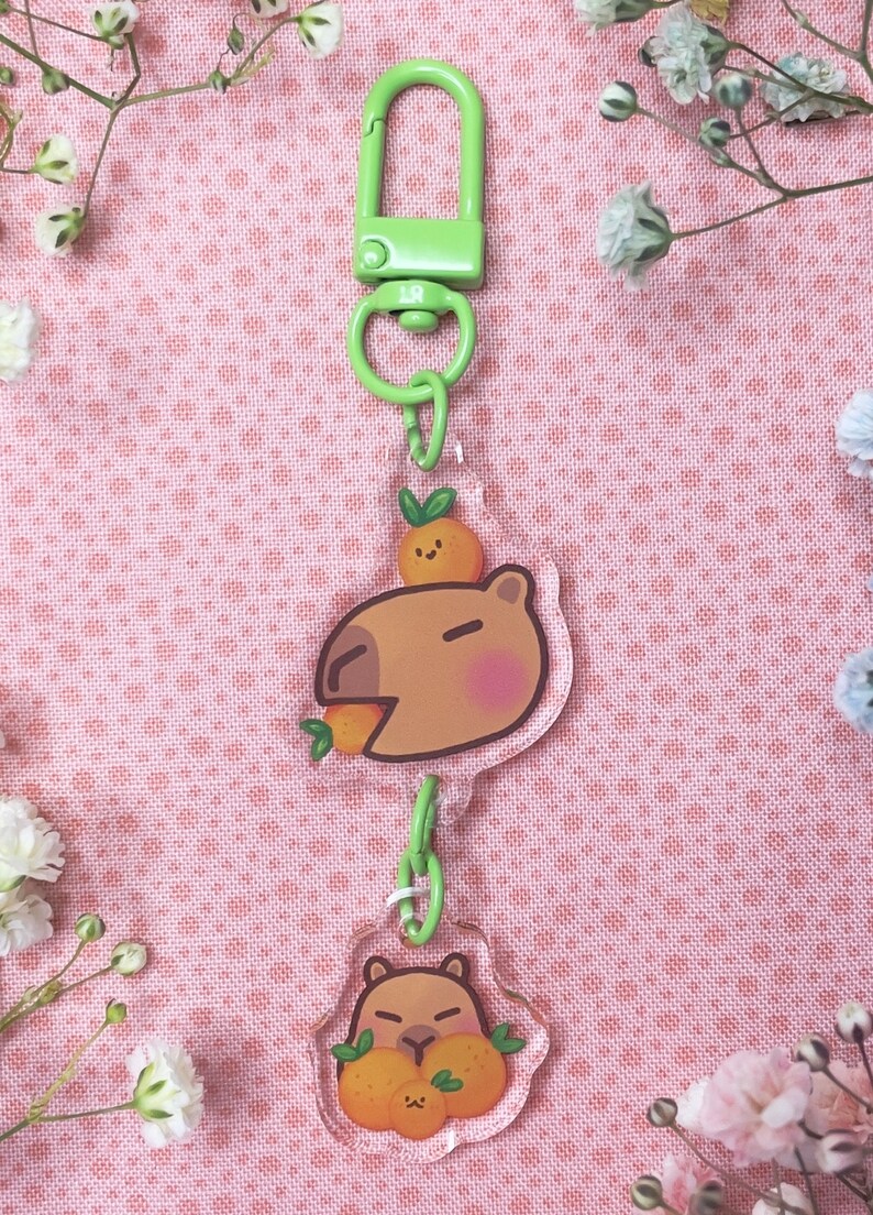 Capybara With Yuzu Keychain | Fun and Cute Acrylic Keychain | Backpack ...