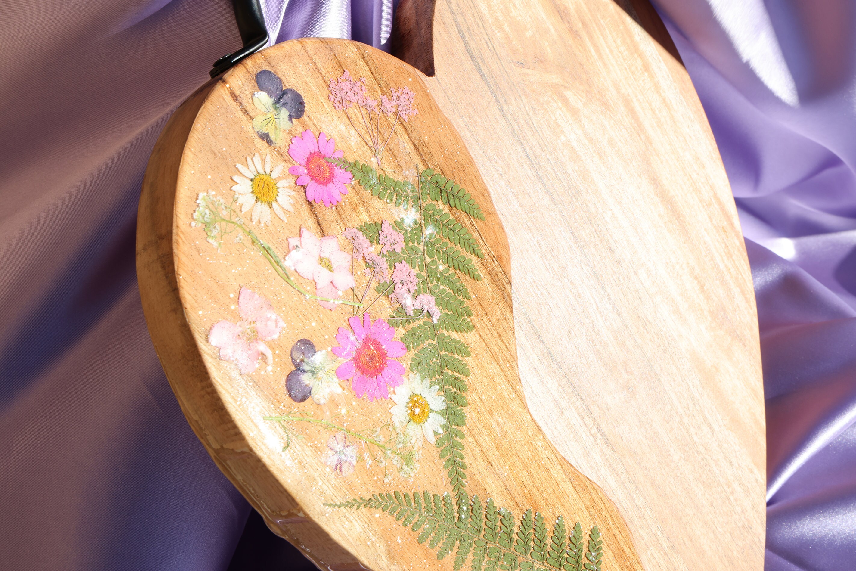 Heart Shaped Pink Flower Charcuterie Board | Floral Resin Board ...