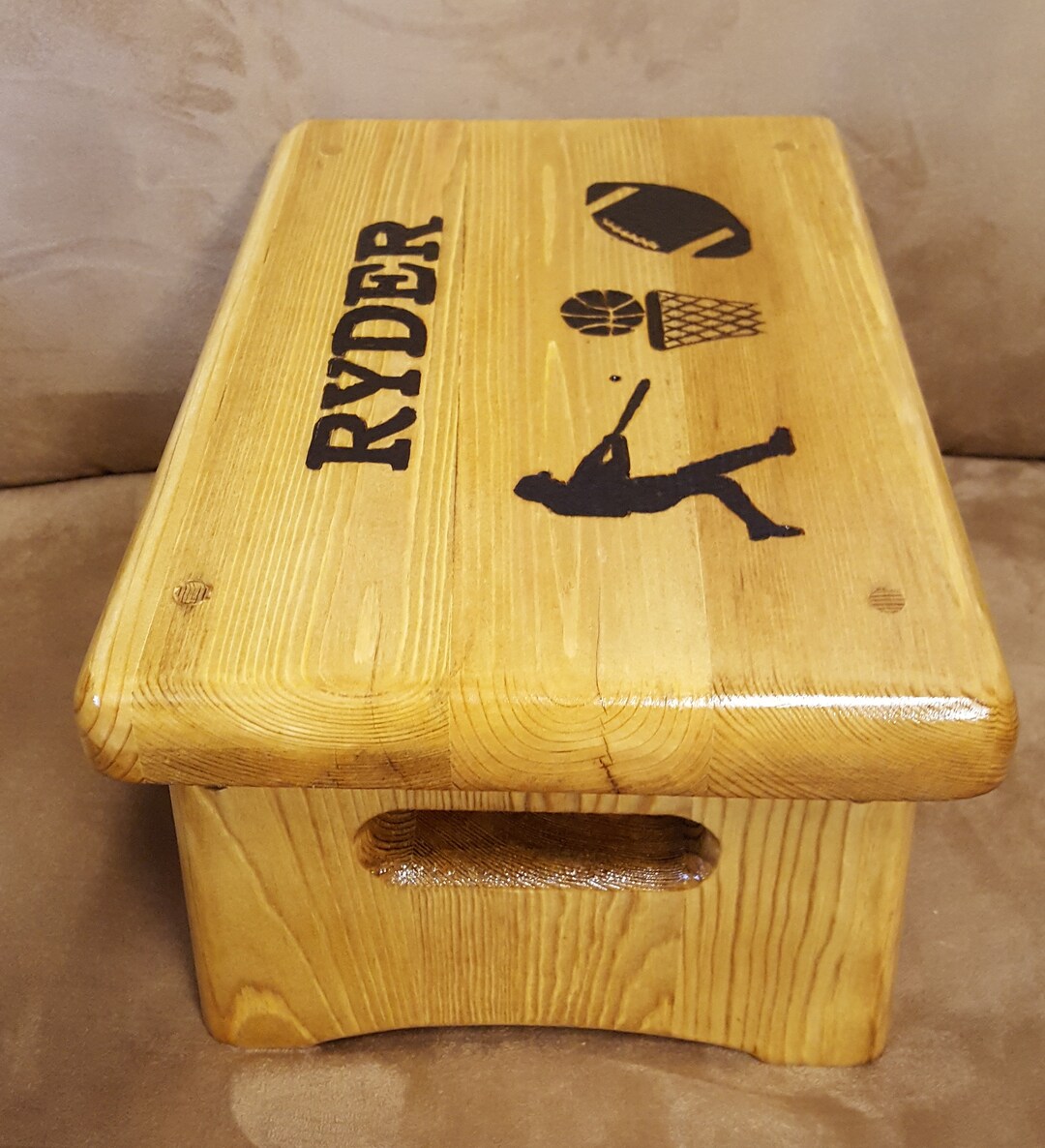 Personalized Step Stool With Football, Baseball and Basketball. Two ...